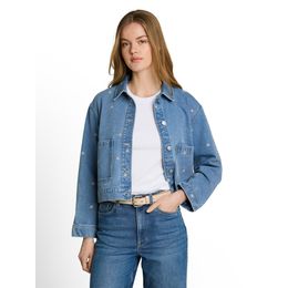 Tom Tailor Denim Jacke Damen Gr&ouml;&szlig;e XS blue denim / gelb / wei&szlig; Sommerjacke