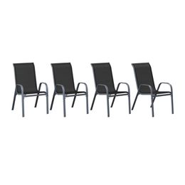 Ambia Garden Gartensessel-Set, Anthrazit, Schwarz, Metall, Textil, Flachrohr, 54x94x73 cm, stapelbar, inklusive Armlehnen, Gartenm&ouml;bel, Gartenst&uuml;hle, Gartenst&uuml;hle