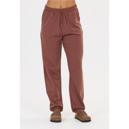 NOU Damen Sweathose "Vacay", braun, Gr. 40, bestickt, 50% Baumwolle, 48% Polyester, 2% Elasthan, Hosen, Schmucklos