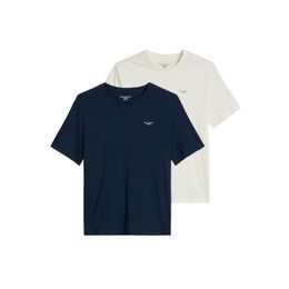 Marc O'Polo Herren T-Shirt "T-Shirt T-Shirt, SSL, Logo Print, Reg F 2er Pack", bunt, Gr. S, MARC O'POLO DENIM, Obermaterial: 100% Baumwolle CO., Shirts