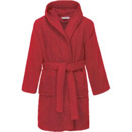 REDBEST Frottier Kinder-Bademantel mit Kapuze Chicago in rot | Gr.: 86/92