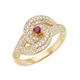 Smart Jewel Damen Silberring "mit Zirkonia und farbigem Zierstein, Silber 925", 56, Silber 925 (Sterlingsilber), gold, Silber 925 (Sterlingsilber),