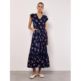 Apricot Damen Maxikleid "Maxi-Sommerkleid", blau, Gr. 40, gebl&uuml;mt, gewebt, Obermaterial: 100% Viskose CV., Kleider, mit bestickter Bord&uuml;re