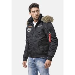Cipo & Baxx CIPO & BAXX Herren Winterjacke "CM229", schwarz, Gr. XXL, unifarben, Stoff, 100% Nylon, Jacken, mit mehreren Patches, Stickereien und Label-Elementen