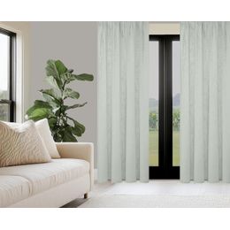 Vorhang HOME BASICS, B:140cm H:160cm, gr&uuml;n, Polyester, Wohnzimmer, Gardinen, "SOFTY 2er Pack", 2er Pack Kombibandschal SOFTY Uni
