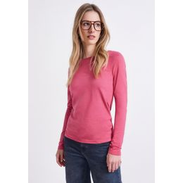 Damen Langarmshirt, pink, Gr. 46, STREET ONE STUDIO, unifarben, Web, 50% Modal, 50% Baumwolle, Shirts, mit U-Boot-Ausschnitt