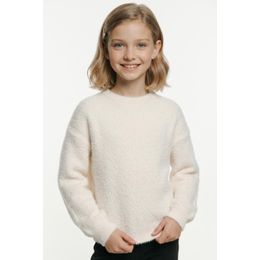 KIDS Only M&auml;dchen Rundhalspullover "KOGNEWPIUMO L/S PULLOVER CP KNT NOOS", wei&szlig;, Gr. 146, unifarben, Strick, Obermaterial: 70% Nylon, 30% Polyacryl,