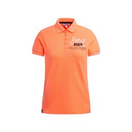 SOCCX Damen Poloshirtelectric orange, Gr. XXXL, bedruckt, Piqu&eacute;, Material: 60% Polyester, 35% Baumwolle, 5% Elasthan, Shirts, mit Puff-Print