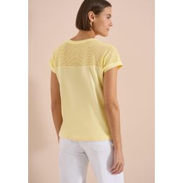 Cecil Damen T-Shirtbuttermilk gelb, Gr. S, Jersey, Obermaterial: 50% Baumwolle, 50% Modal, Shirts, Sommerliche Leichtigkeit durch das Mesh-Detail