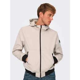 Only & Sons ONLY & SONS Herren Softshelljacke "ONSBOWIE SOFTSHELL BOMBER NOOS", beige, Gr. XXL, Web, Obermaterial: 100% Polyester, Jacken