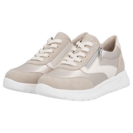 Remonte Damen Keilsneaker, Gr. 36, beige, Lederimitat, Schuhe, Schn&uuml;rschuh, Halbschuh, Casual-Sneaker mit seitlichem Rei&szlig;verschluss