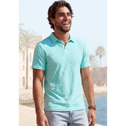 Beach Time BEACHTIME Herren Poloshirt "sommerliches T-Shirt mit modischen Bl&auml;tter-Design", blau, Gr. XXXL, Strukturmuster, unifarben, Jersey, Obermaterial: 56%