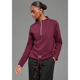 Bruno Banani Damen Sweatshirt, rot, Gr. 36, unifarben, angeraute Sweatware, Obermaterial: 60% Baumwolle, 40% Polyester, Sweatshirts, mit hohem