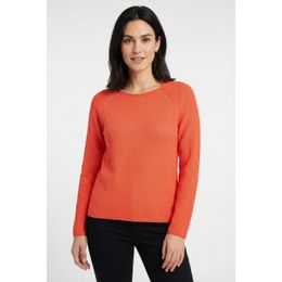 Rabe Damen Rundhalspullover, orange, Gr. 48, unifarben, Strick, Obermaterial: 60% Baumwolle, 40% Polyacryl, Pullover