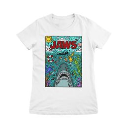 Shirt "JAWS Doodler Poster Girly Tee" in Wei&szlig; | Gr.: L