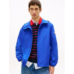 Tommy Jeans Herren Windbreaker "TJM AOP PACKABLE", blau, Gr. S, Web, Obermaterial: 100% Polyester, Jacken, wasserabweisend, winddicht, verstaubar