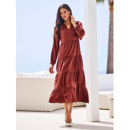 Heine Damen Satinkleid "Kleid", braun, Gr. 34, unifarben, 57% Viskose, 43% Polyester, Kleider