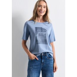 Street One Damen T-Shirt, blau, Gr. 46, bedruckt, Web, 50% Baumwolle, 50% Modal, Shirts, im soften Baumwoll-Mix
