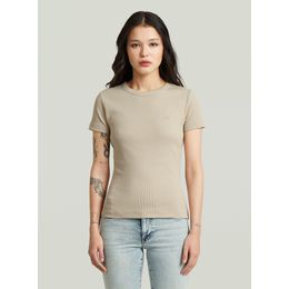 G-Star Raw G-STAR Damen T-Shirt "Slim Rib T-Shirt", beige, Gr. M, Obermaterial: 98% Baumwolle, 2% Elasthan, Shirts