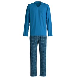 Calida Damen Schlafanzug "Relax Imprint 2", Gr. XL, blau, Single Jersey, Obermaterial: 100% Baumwolle, Homewear-Sets, atmungsaktiv, Cotton, leicht,