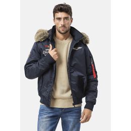 Cipo & Baxx CIPO & BAXX Herren Winterjacke "CM229", blau, Gr. L, unifarben, Stoff, 100% Nylon, Jacken, mit mehreren Patches, Stickereien und Label-Elementen