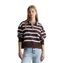 Marc O'Polo Damen Sweatshirt "aus Bio-Baumwolle", braun, Gr. XS, MARC O'POLO DENIM, gestreift, Obermaterial: 100% Baumwolle, Sweatshirts