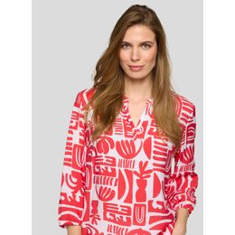 Rabe Damen Klassische Blusekoralle, Gr. 46, bedruckt, Web, Obermaterial: 85% Viskose, 15% Polyamid, Blusen, mit All-Over Print