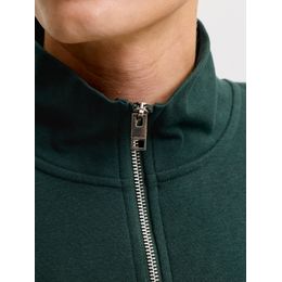 Jack & Jones JACK & JONES Herren Sweatshirt "JJESOHO SWEAT QUARTER ZIP HN NOOS"scarab, Gr. XS, bedruckt, angeraute Sweatware, Obermaterial: 80% Baumwolle, 20%
