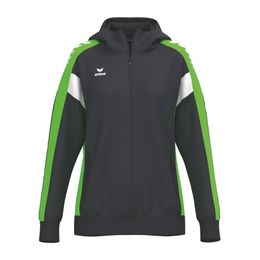 Erima Damen Trainingsjacke mit Kapuze in schwarz/green gecko | Gr.: 40