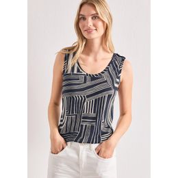 Street One Damen Tr&auml;gertop, blau, Gr. 36, gemustert, Web, 50% Baumwolle, 50% Modal, Tops, mit grafischem Muster