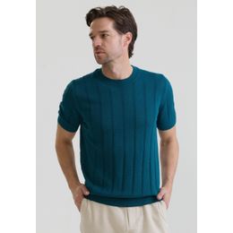 FELIX HARDY Herren T-Shirt "Strick-Tshirt Kurzarm", blau, Gr. M, 100% Baumwolle, Shirts