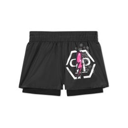 Philipp Plein Damen Shorts "Jogging-Shorts", schwarz, Gr. 10, Obermaterial: 100% Polyester, Hosen
