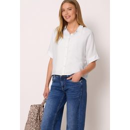 Damen Kurzarmbluse, wei&szlig;, Gr. 42, STREET ONE STUDIO, unifarben, Stoff, 88% Viskose, 12% Polyamid, Blusen, aus softer Viskose