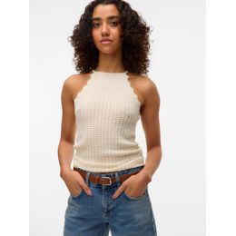 V&eacute;ro Moda VERO MODA Damen Stricktop "VMPANAMA SL KNIT TOP VMA NOOS", beige, Gr. M, unifarben, Strick, Obermaterial: 75% Polyester, 25% Polyacryl, Tops, im