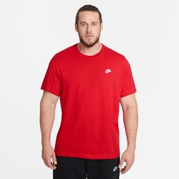 Nike Sportswear Herren T-Shirt "M NSW CLUB TEE", rot, Gr. L, Jersey, Obermaterial: 100% Baumwolle, Shirts, mit Logostickerei auf der Brust, aus