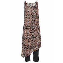 Beach Time Longtop in braun-bedruckt, schwarz | Gr.: 48/50