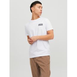 Jack & Jones JACK & JONES Herren T-Shirt "JJECORP Herren-Tee mit figurbetonter Silhouette", wei&szlig;, Gr. XXL, bedruckt, Jersey, Obermaterial: 100% Baumwolle, Shirts,