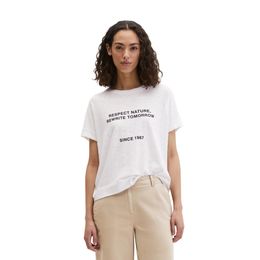 Marc O'Polo MARC O'POLO Damen T-Shirt "mit angeschnittenen &Auml;rmeln", wei&szlig;, Basic, Gr. S, bedruckt, Obermaterial: 52% Baumwolle, 48% Viskose, Shirts