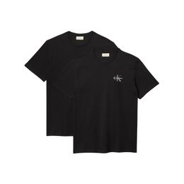 Herren T-Shirt "CLASSIC MICRO MONOLOGO 2PK", schwarz, Gr. M, Calvin Klein Jeans, unifarben, Web, Obermaterial: 100% Baumwolle, Shirts, Regular fit