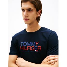 Tommy Hilfiger Herren T-Shirt "BRAND LOVE BIG TEXT"desert sky, Gr. L, unifarben, Single Jersey, Obermaterial: 100% Baumwolle, Shirts, Regular fit mit