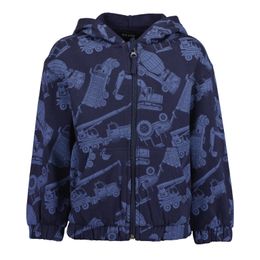Blue Seven Jungen Kapuzensweatjacke, blau, Gr. 134, bedruckt, angeraute Sweatware, Obermaterial: 100% Baumwolle, Sweatjacken, Baumwolle, toller