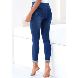 Buffalo Damen Jeansleggings, Gr. 40, blau, Web, Obermaterial: 60% Viskose, 35% Polyester, 5% Elasthan, Strukturmuster, bedruckt, Jeans, in Denim-Look