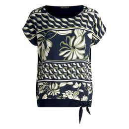 Betty Barclay Basic Shirt mit Schleifenknoten in Dark Blue/Green | Gr.: 40