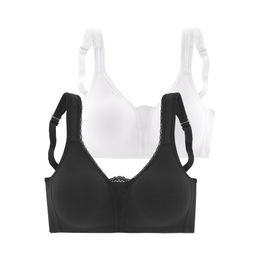 Damen Soft-BH, PETITE FLEUR BY LASCANA, Gr. 90, schwarz, Jersey, Obermaterial: 90% Baumwolle, 5% Elasthan, 5% Polyamid, BHs, ohne B&uuml;gel, Baumwolle