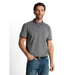 Tom Tailor Herren Poloshirt, grau, Gr. M, kontrastfarbene Details, unifarben, Single Jersey, Obermaterial: 98% Baumwolle, 2% Elasthan, Shirts, mit