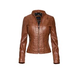 Bugatti Damen Lederjacke "BULady-106", braun, Gr. 42, uni, Obermaterial: 100% Lammleder LEL. Futter: 100% Polyester PES. 100% Polyester PES., Jacken,
