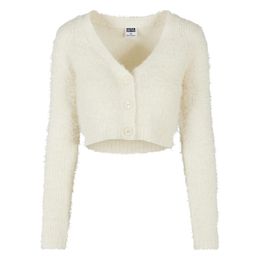 Urban Classics Damen Cardigan "Urban Classics Damen Ladies Cropped Feather Cardigan", wei&szlig;, Gr. L, unifarben, 51% Polyacryl, 49% Polyamid,