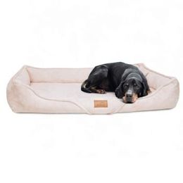 tierlando &reg; Orthop&auml;disches Hundebett TYSON | Kuschelig flauschiges XXL Hundesofa creme 1,3 m, 22 cm, 1 m
