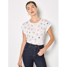 Apricot Damen T-Shirt "Buntes Jersey-T-Shirt", beige, Gr. 38, bedruckt, Strick, Obermaterial: 100% Baumwolle CO., Tops