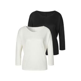 Lascana 3/4-Arm-Shirt in creme, schwarz | Gr.: 32/34